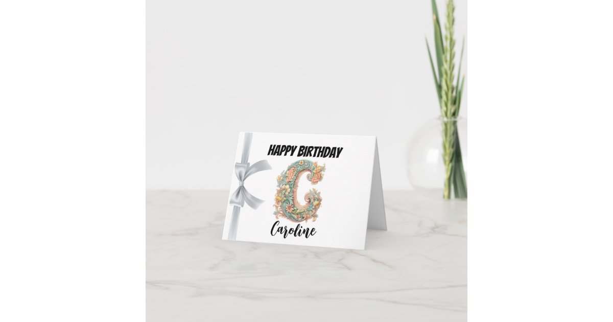 Monogrammed letter "C" Happy Birthday Card | Zazzle