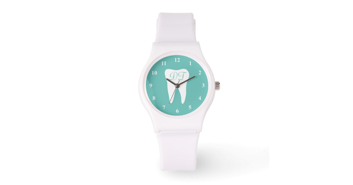Monogrammed tooth watch for dentist or assistant | Zazzle