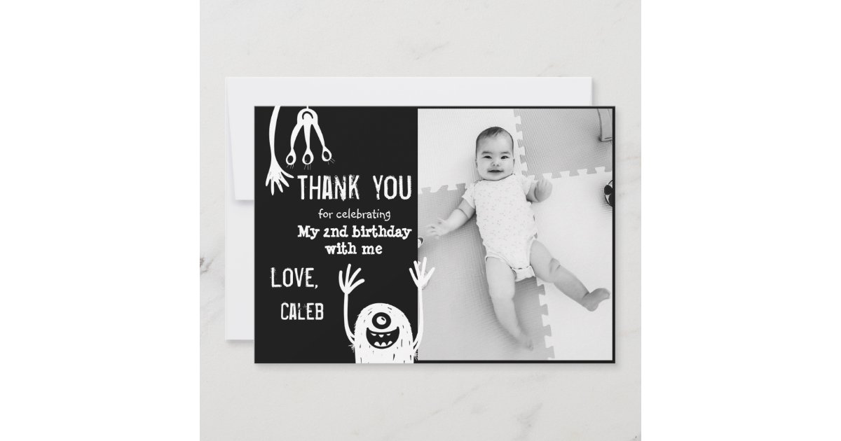 Monster Thank You Card With Photo | Zazzle