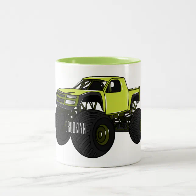 Monster truck cartoon illustration Two-Tone coffee mug | Zazzle