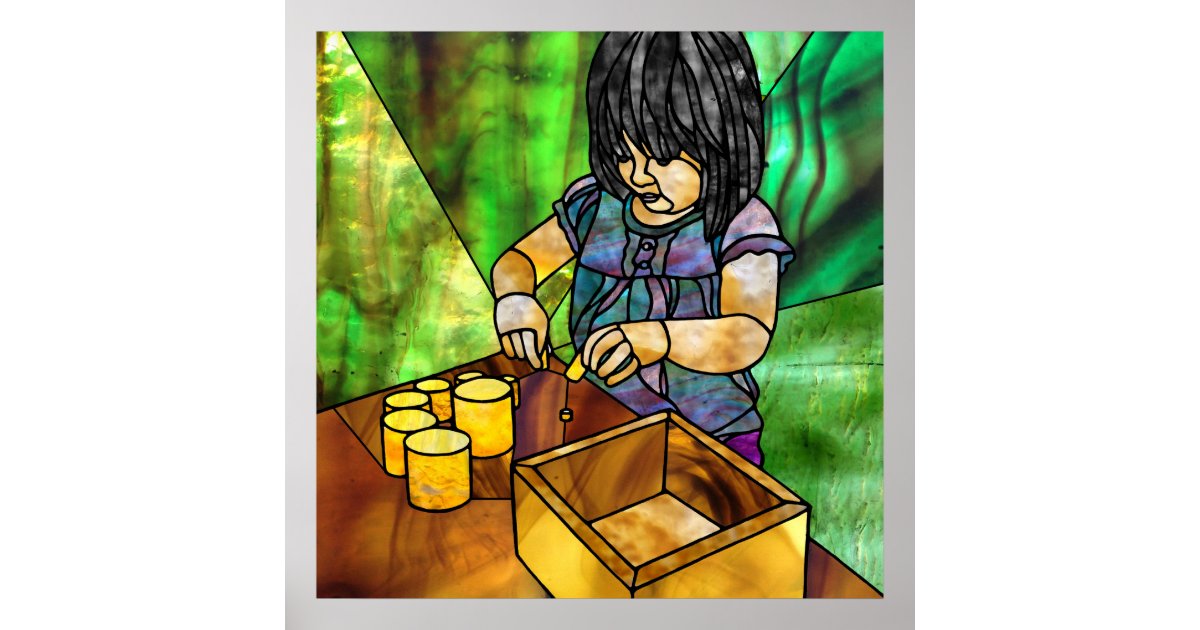 Montessori Sensorial: Yellow Knobless Cylinders Poster | Zazzle