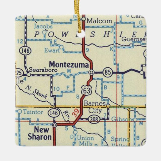 Montezuma IA Vintage Map Ceramic Ornament | Zazzle.co.uk