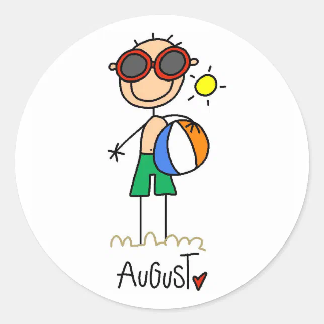 Month of August Classic Round Sticker | Zazzle