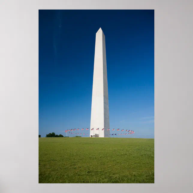 Monuments | Washington Monument with Flags Poster | Zazzle