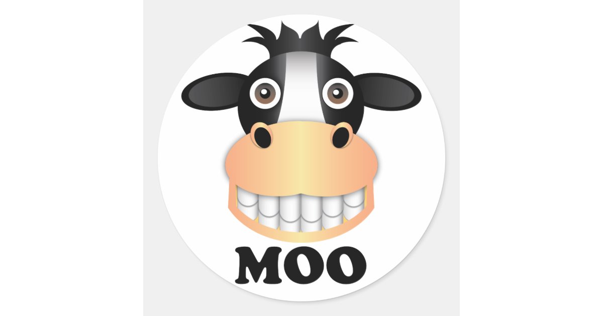 Moo - Classic Round Sticker, Glossy Classic Round Sticker | Zazzle
