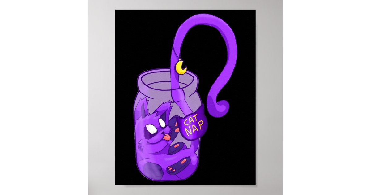 Moon Face Cat Nap - Cute Cat Poster | Zazzle