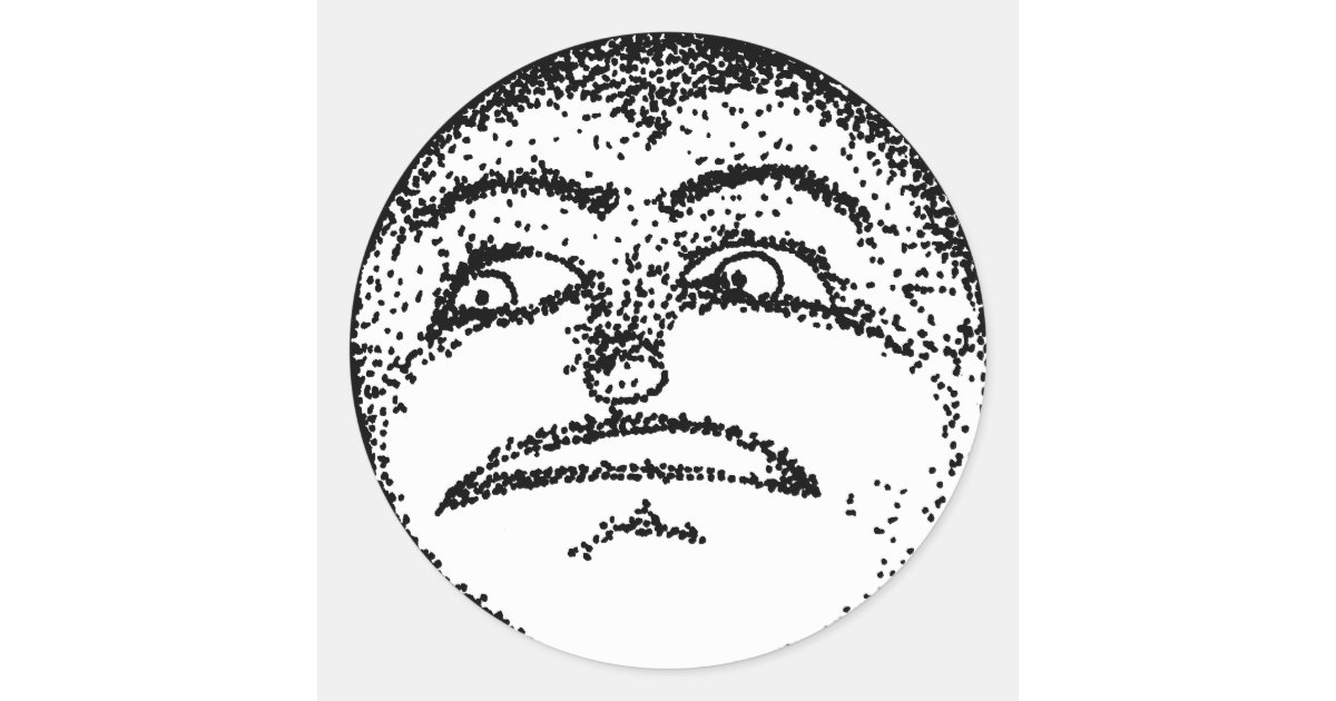 Moon Face Sticker | Zazzle
