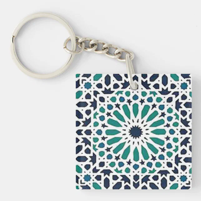 moroccan tile keychain | Zazzle