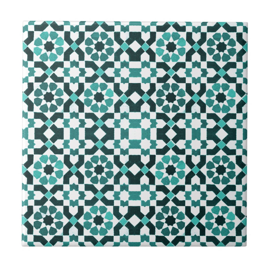 Moroccan Turquoise Pattern Tile | Zazzle