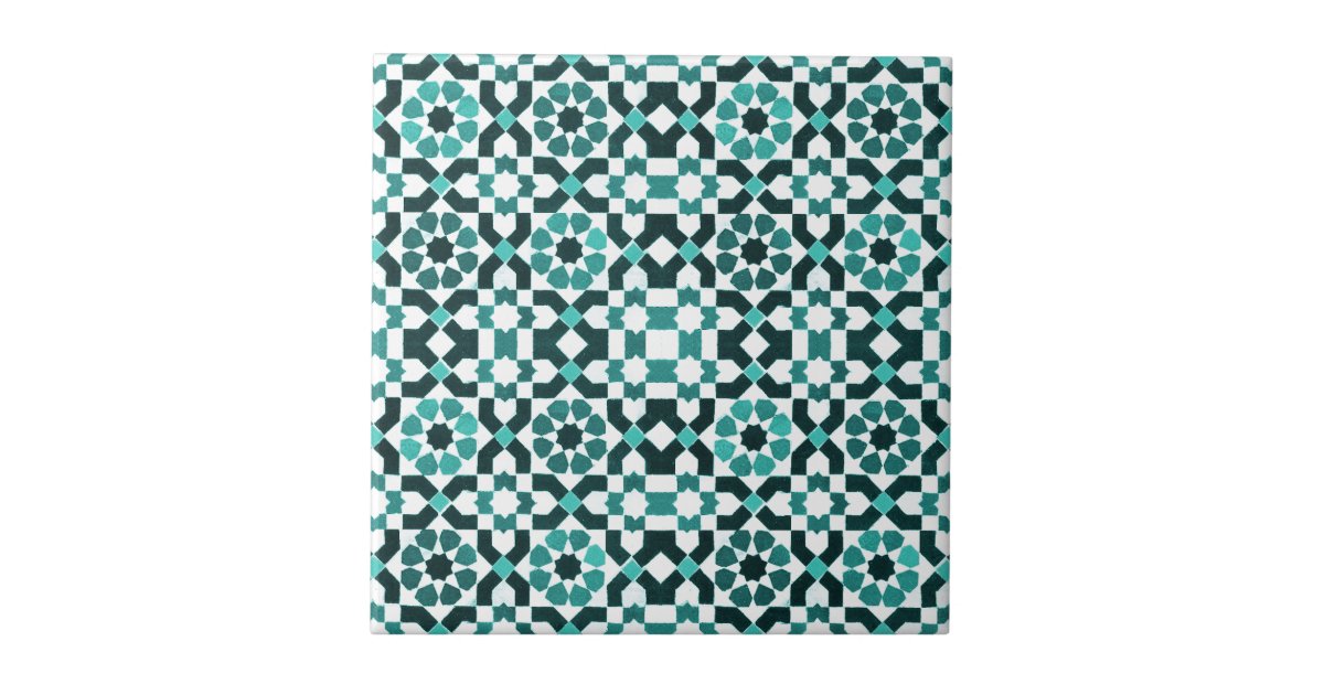 Moroccan Turquoise Pattern Tile | Zazzle