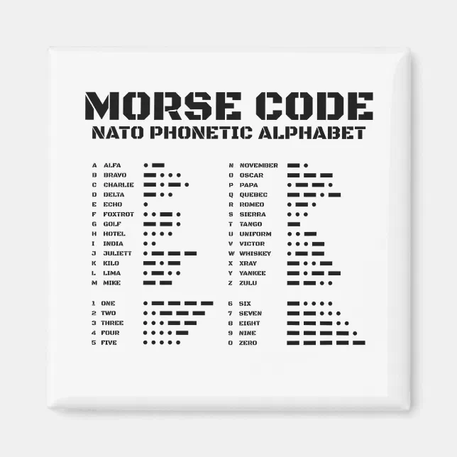 Morse Code NATO Phonetic Alphabet Magnet | Zazzle