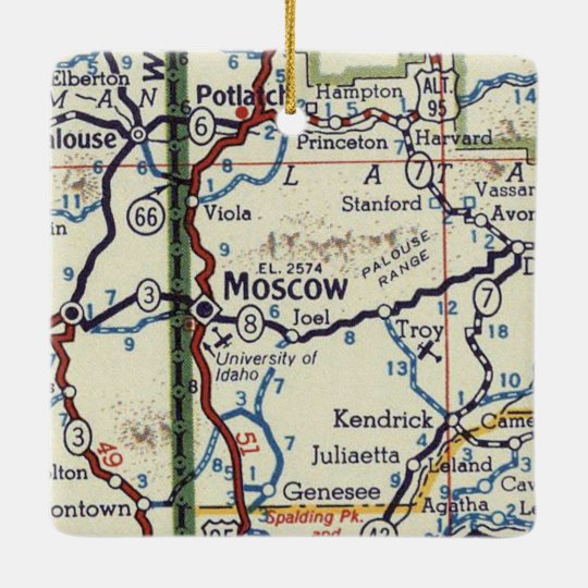 Moscow Idaho Vintage Map Ceramic Ornament | Zazzle.co.uk