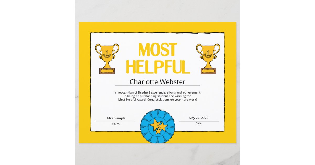 Most Helpful Certificate of Achievement PDF | Zazzle Most Helpful Certificate of Achievement PDF | Zazzle