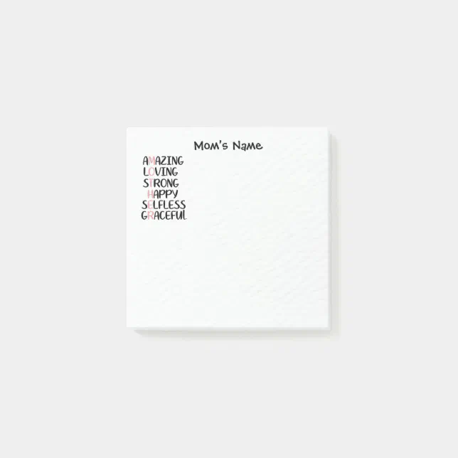 Mother Anagram Amazing Loving Personalised Post-it Notes | Zazzle