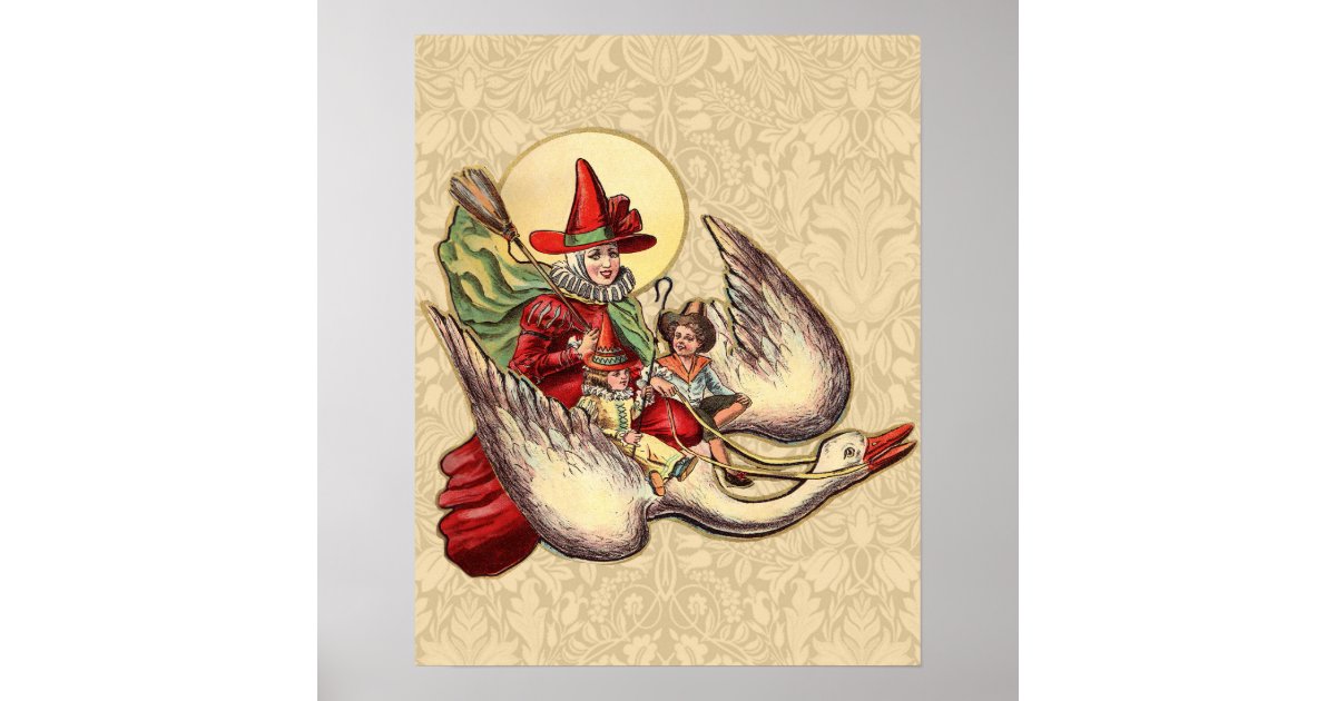 Mother Goose Child Antique Illustration Poster | Zazzle