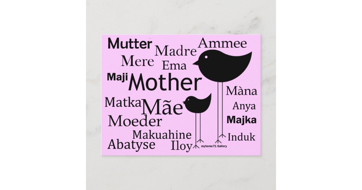 Mother in different languages postcard | Zazzle