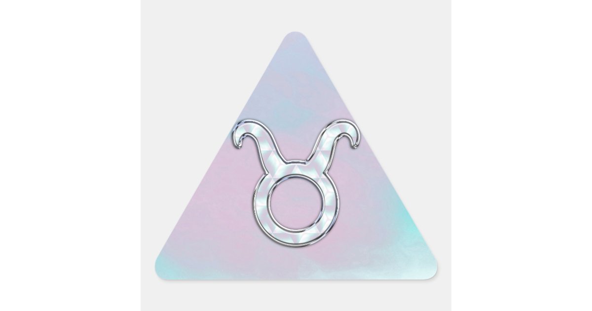 Mother of Pearl Taurus Zodiac Symbol Triangle Sticker | Zazzle