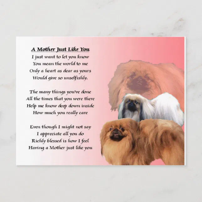 Mother Poem - Pekingese Postcard | Zazzle