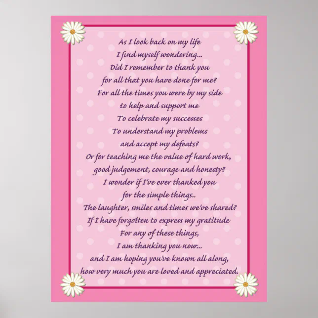 Mother's Day Poem Poster | Zazzle