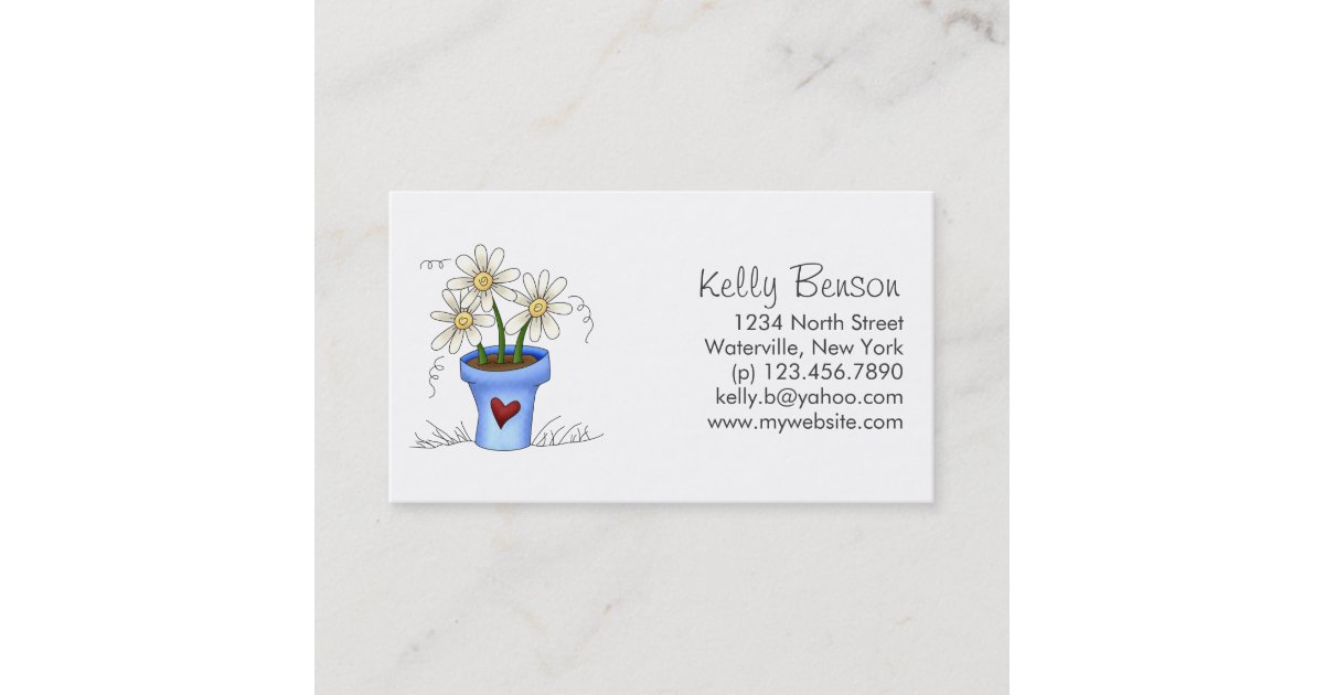 Mother's Flowers · Blue Flower Pot Business Card | Zazzle