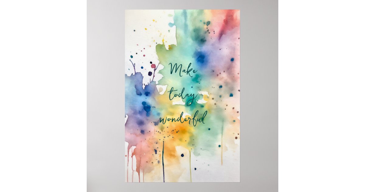 Motivational Watercolor Wall Art Poster 12 | Zazzle