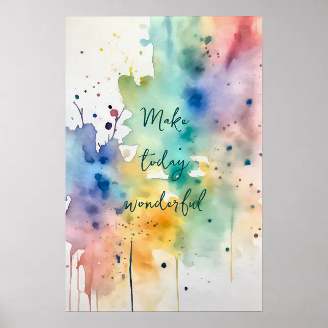 Motivational Watercolor Wall Art Poster 12 | Zazzle