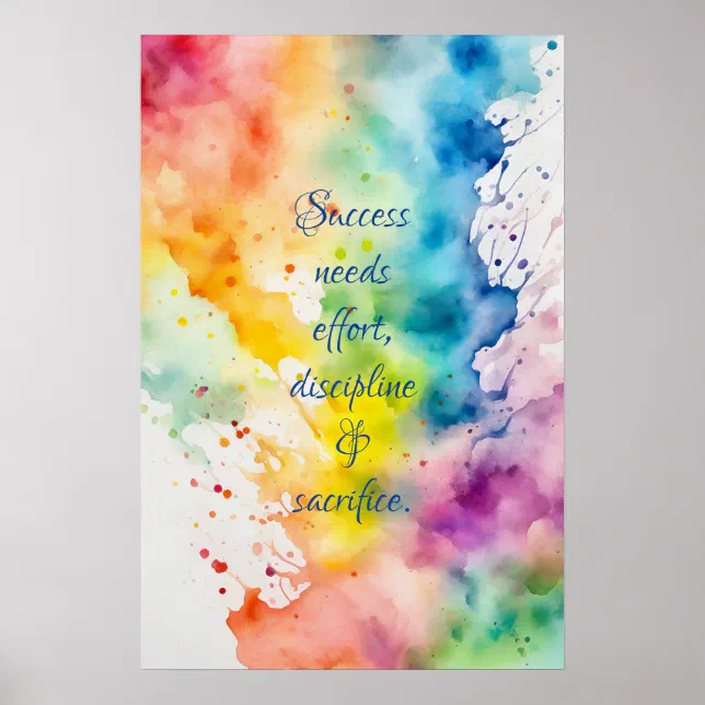 Motivational Watercolor Wall Art Poster 48 | Zazzle