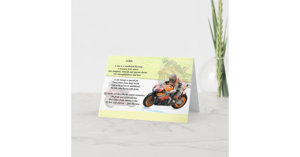Motorbike Design - Son poem Card | Zazzle