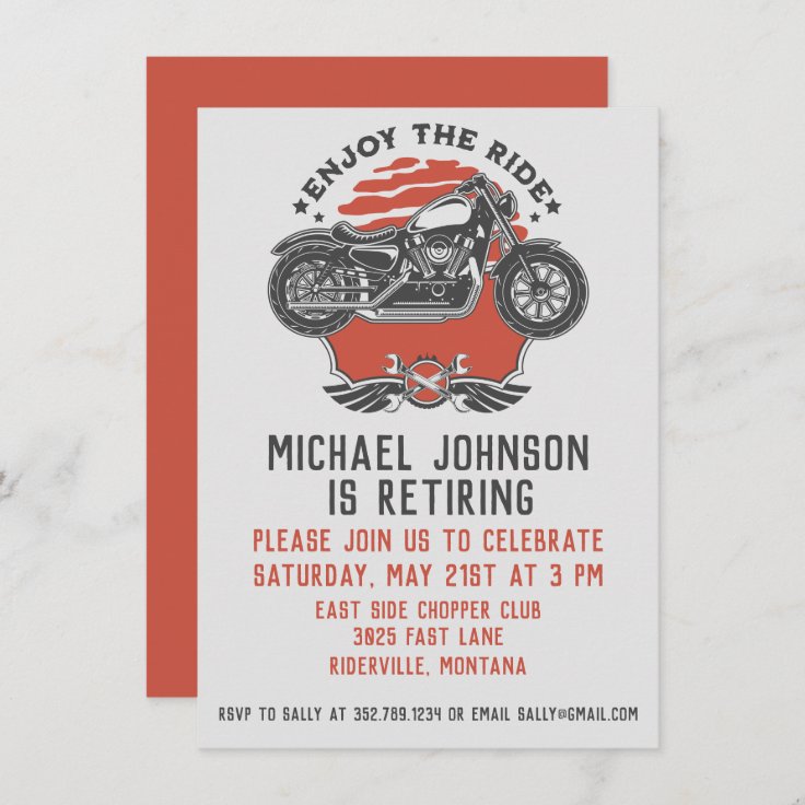Motorcycle Retirement Party Invitation | Zazzle