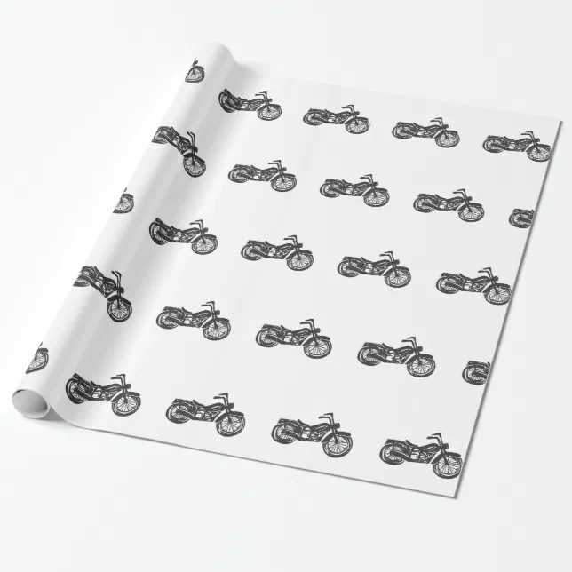 Motorcycle retro illustration - Choose background Wrapping Paper | Zazzle