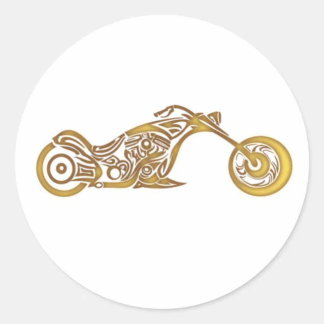 Motorcycle tribal - Choose background colour Classic Round Sticker | Zazzle
