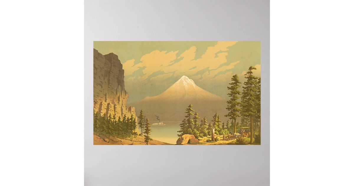 Mount Hood Oregon Vintage Landscape Poster | Zazzle
