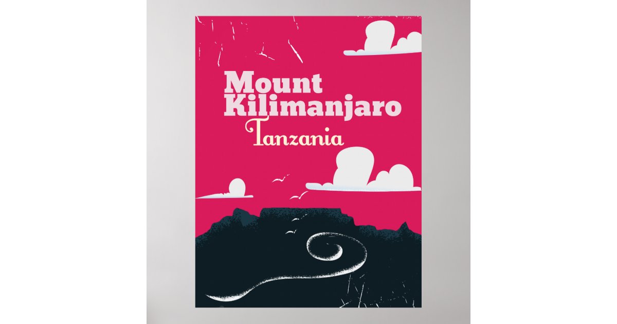 Mount Mount kilimanjaro vintage cartoon poster | Zazzle