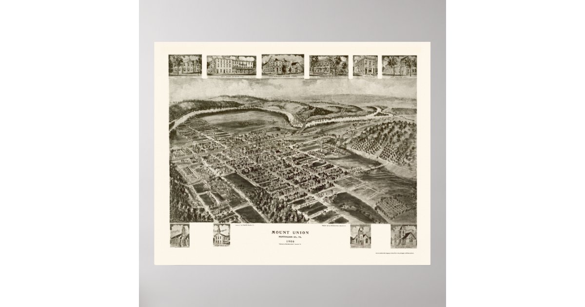 Mount Union, PA Panoramic Map - 1906 Poster | Zazzle