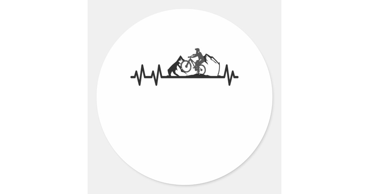 Mountain Bike Heartbeat Pulse Cyclist Classic Round Sticker | Zazzle