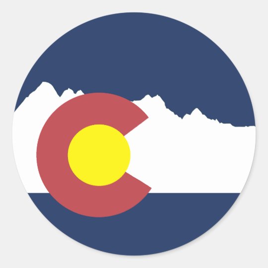 Mountain Colorado Flag Round Sticker | Zazzle.co.uk