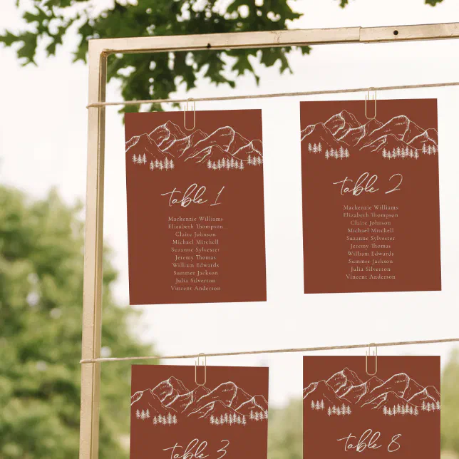 Mountain Seating Chart Card Pine Tree Outdoor | Zazzle