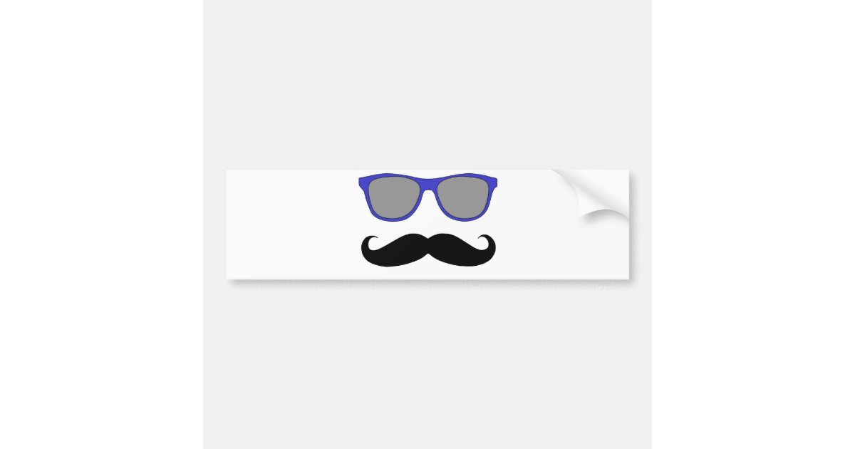 Moustache and Blue Sunglasses Humour Bumper Sticker | Zazzle