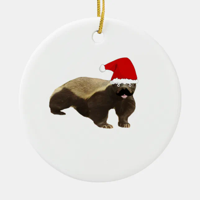 Moustache Honey Badger Santa Ceramic Tree Decoration | Zazzle