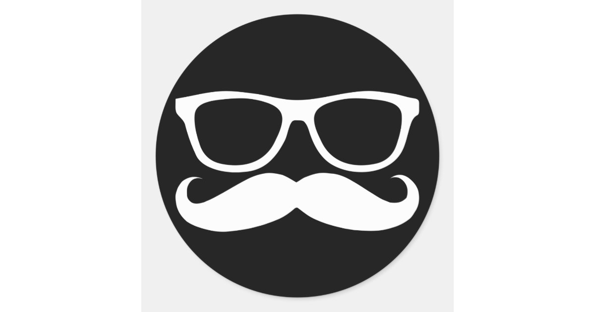 Moustache Nerd Classic Round Sticker | Zazzle