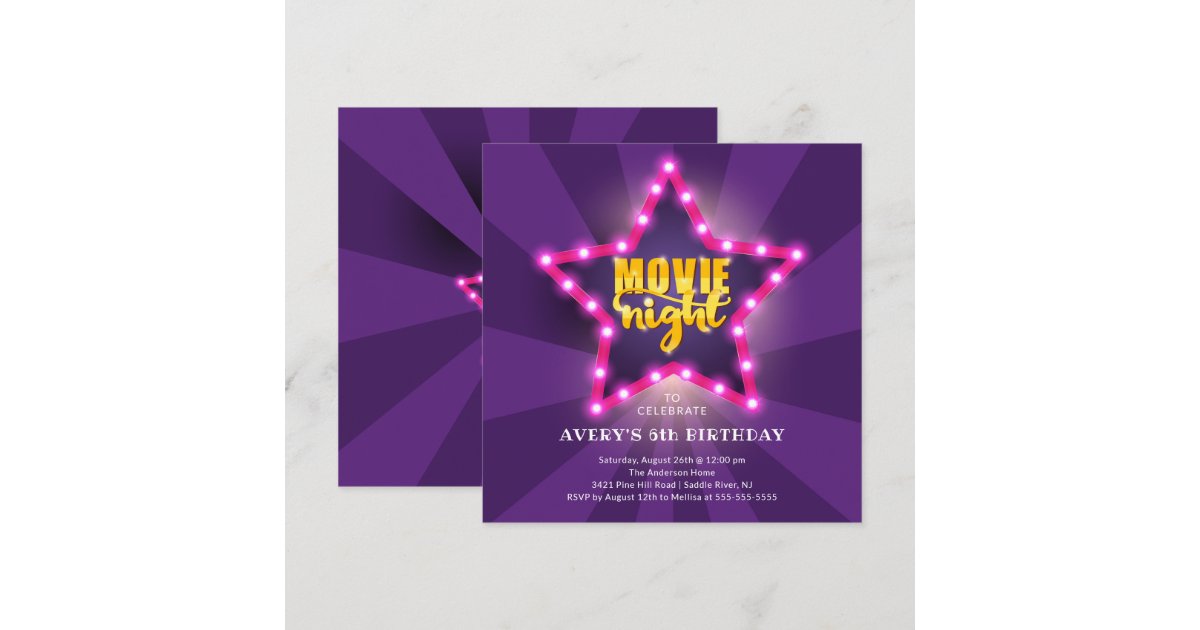 Movie Star Birthday Invitation | Zazzle