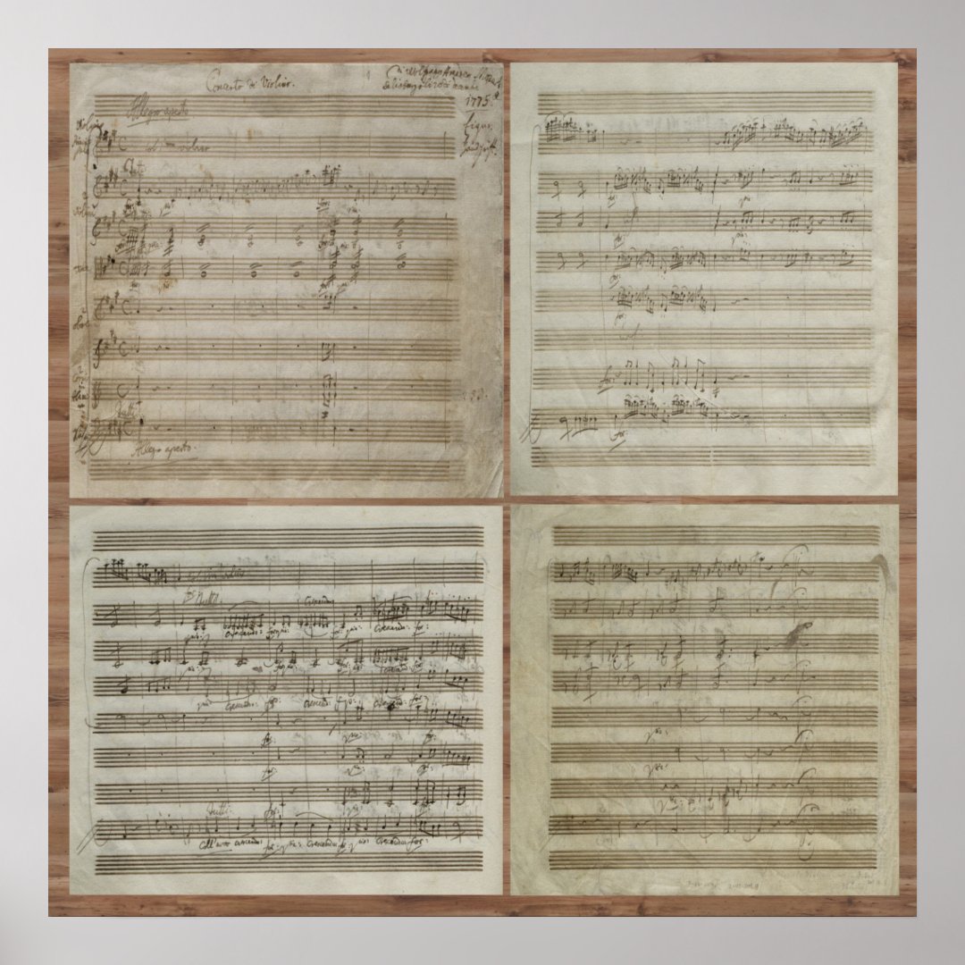 Mozart Violin Concerto Manuscript Poster | Zazzle