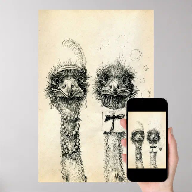 Mr. and Mrs. Ostrich Poster | Zazzle