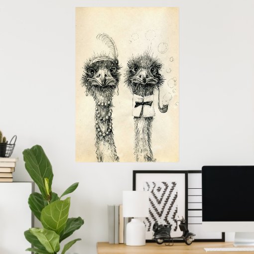Mr. and Mrs. Ostrich Poster | Zazzle
