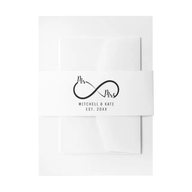 Mr & Mrs Infinity Symbol Wedding Invitation Belly Band | Zazzle