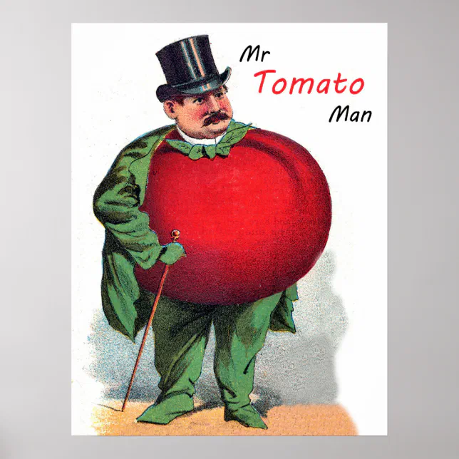 Mr Tomato man, funny cartoon, vintage illustration Poster | Zazzle