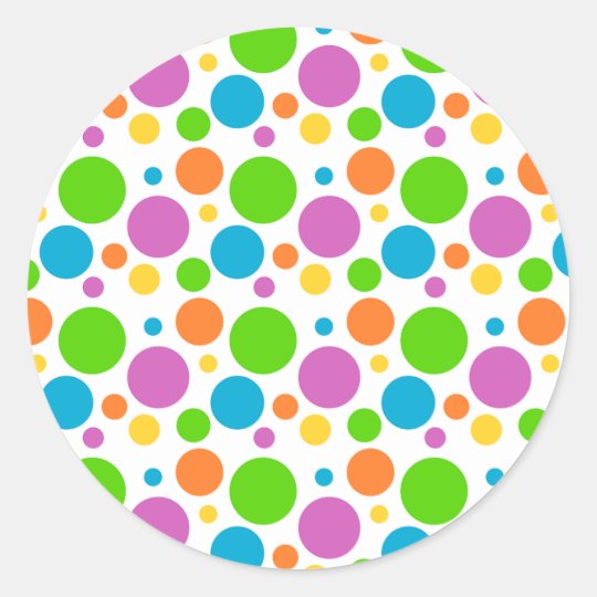 Multi-coloured Dots Classic Round Sticker | Zazzle.co.uk