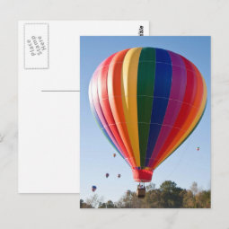 Multi-Coloured Hot Air Balloon Postcard | Zazzle