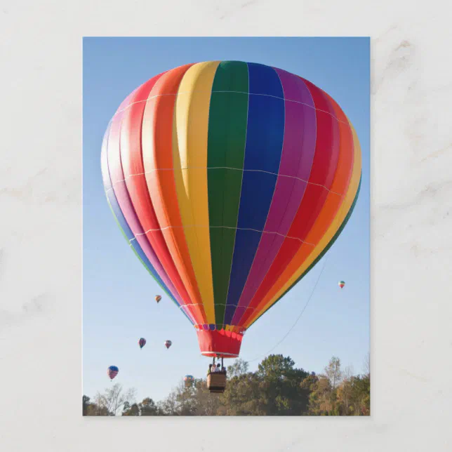 Multi-Coloured Hot Air Balloon Postcard | Zazzle