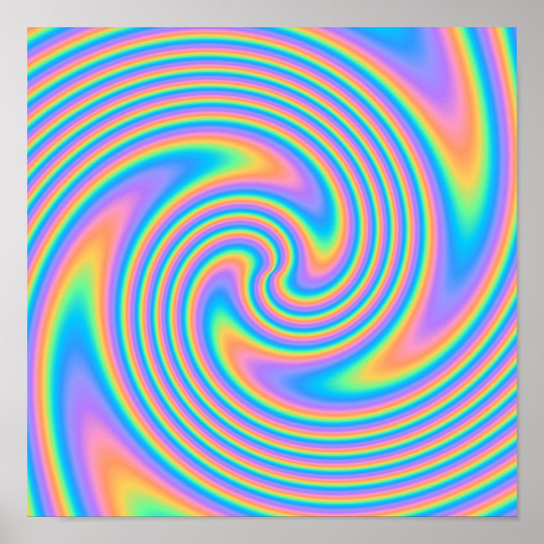 Multicolor Psychedelic Twist Swirl Pattern. Poster | Zazzle